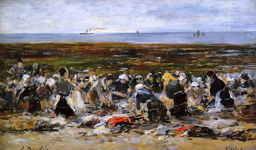 Eugene-Louis Boudin Etretat, Laundresses on the Beach, Low Tide Art Print – printoyster.com
