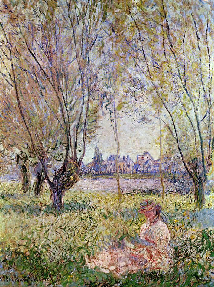 Claude Oscar Monet Woman Sitting Under the Willows Art Print – printoyster.com
