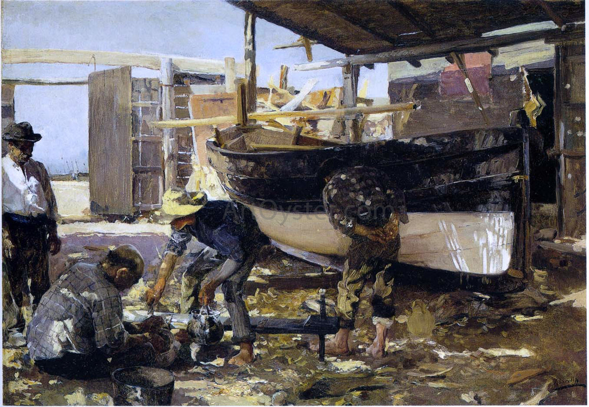 Joaquin Sorolla Y Bastida Boat Builders Art Print – printoyster.com