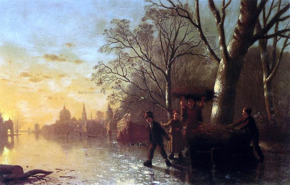 Johann Mongles Culverhouse Children Gathering Kindling Wood Art Print ...