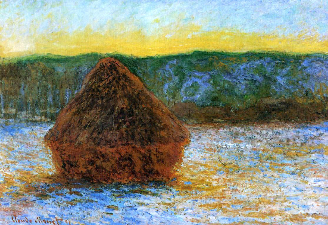 Claude Oscar Monet Grainstack, Thaw, Sunset Art Print – printoyster.com