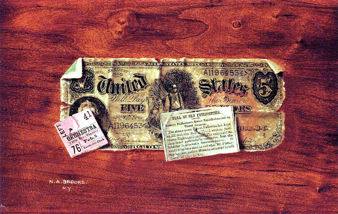 Nicholas Alden Brooks Still Life with $5 Bill, Ticket Stub and ...