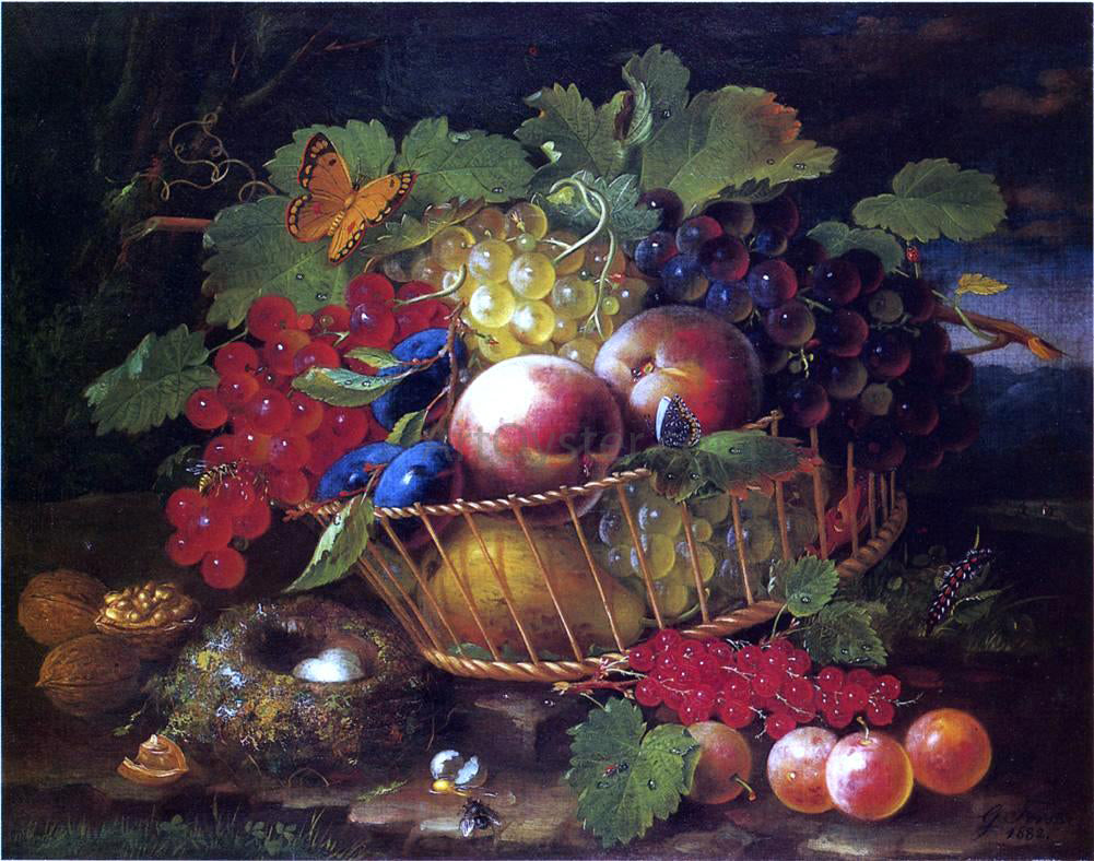 George Forster Still Life with Fruit, Butterflies and Bird's Nest Art ...