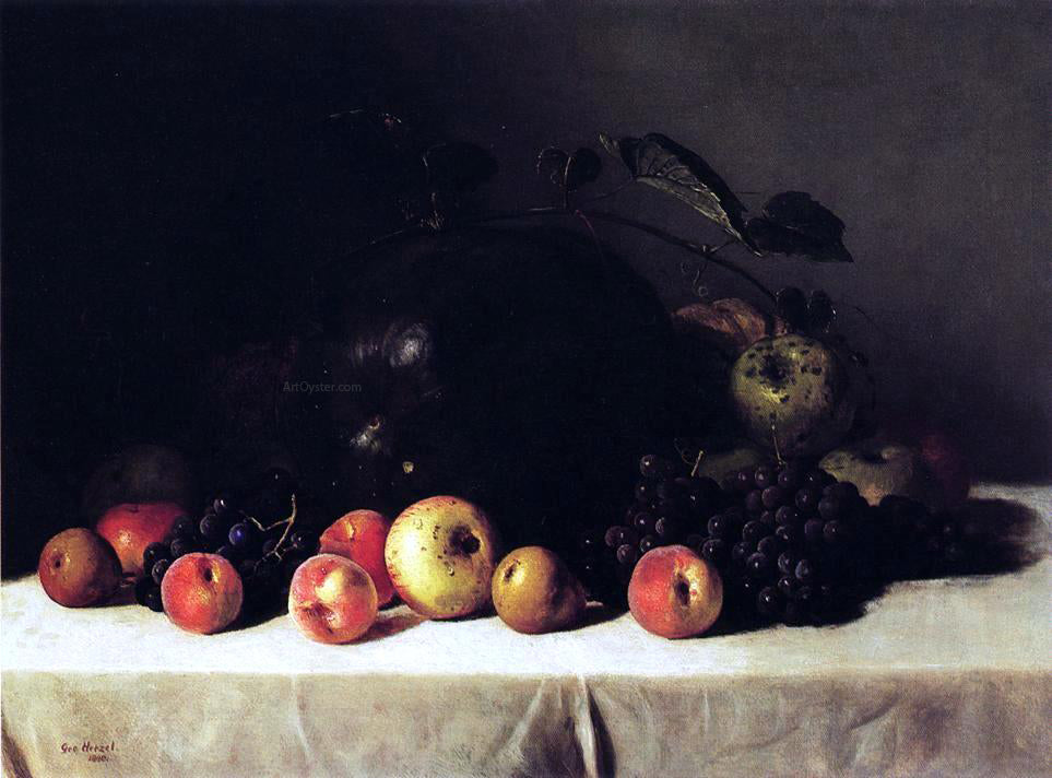 George Hetzel Still Life with Watermelon, Grapes and Apples Art Print ...