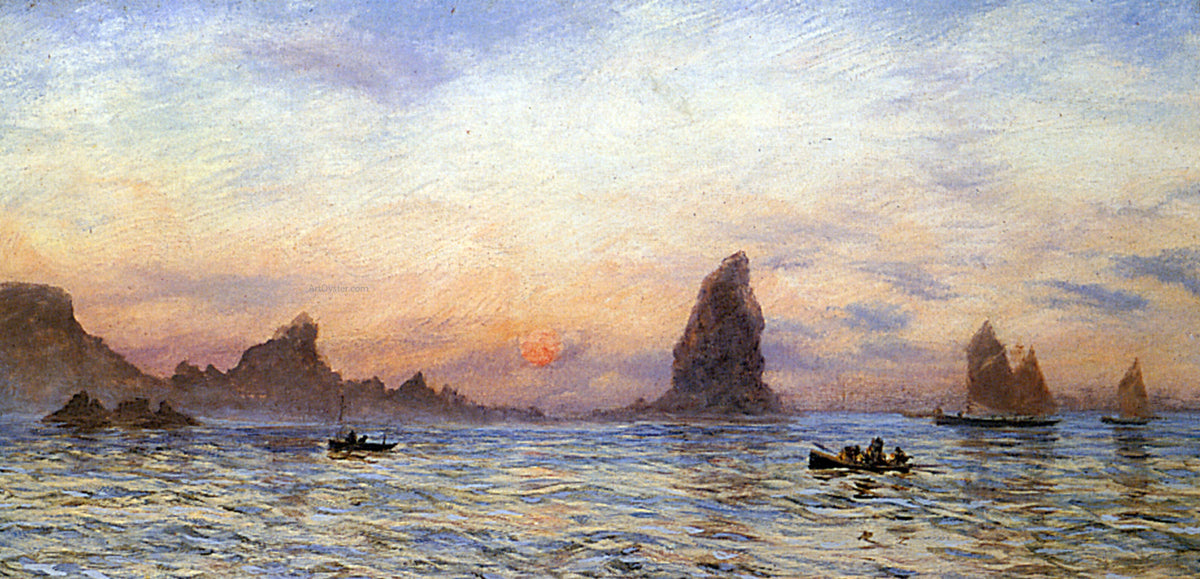 John Brett The Cornish Coast near Newquay Art Print – printoyster.com